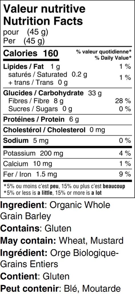 Organic Whole Grain Barley - Fieldstone Organics